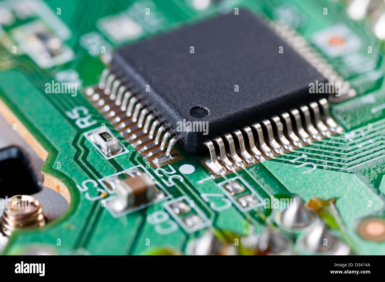 Electronic chip on computer circuit board macro Stock Photo - Alamy