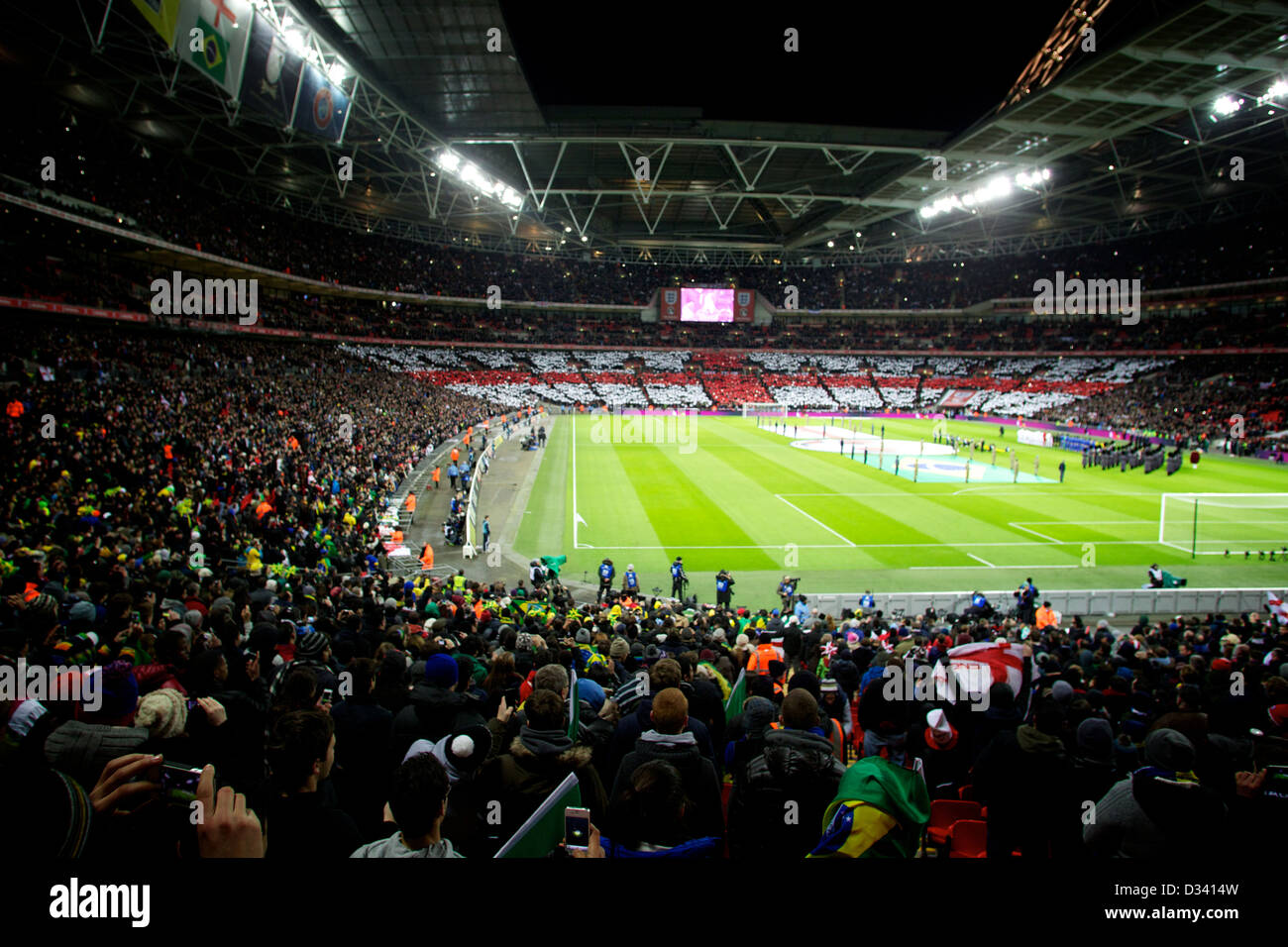 Crowd and pitch during pre-match entertainment England v Brazil Stock ...