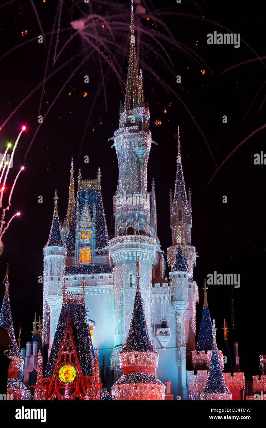 Disney castle fireworks hi-res stock photography and images - Alamy