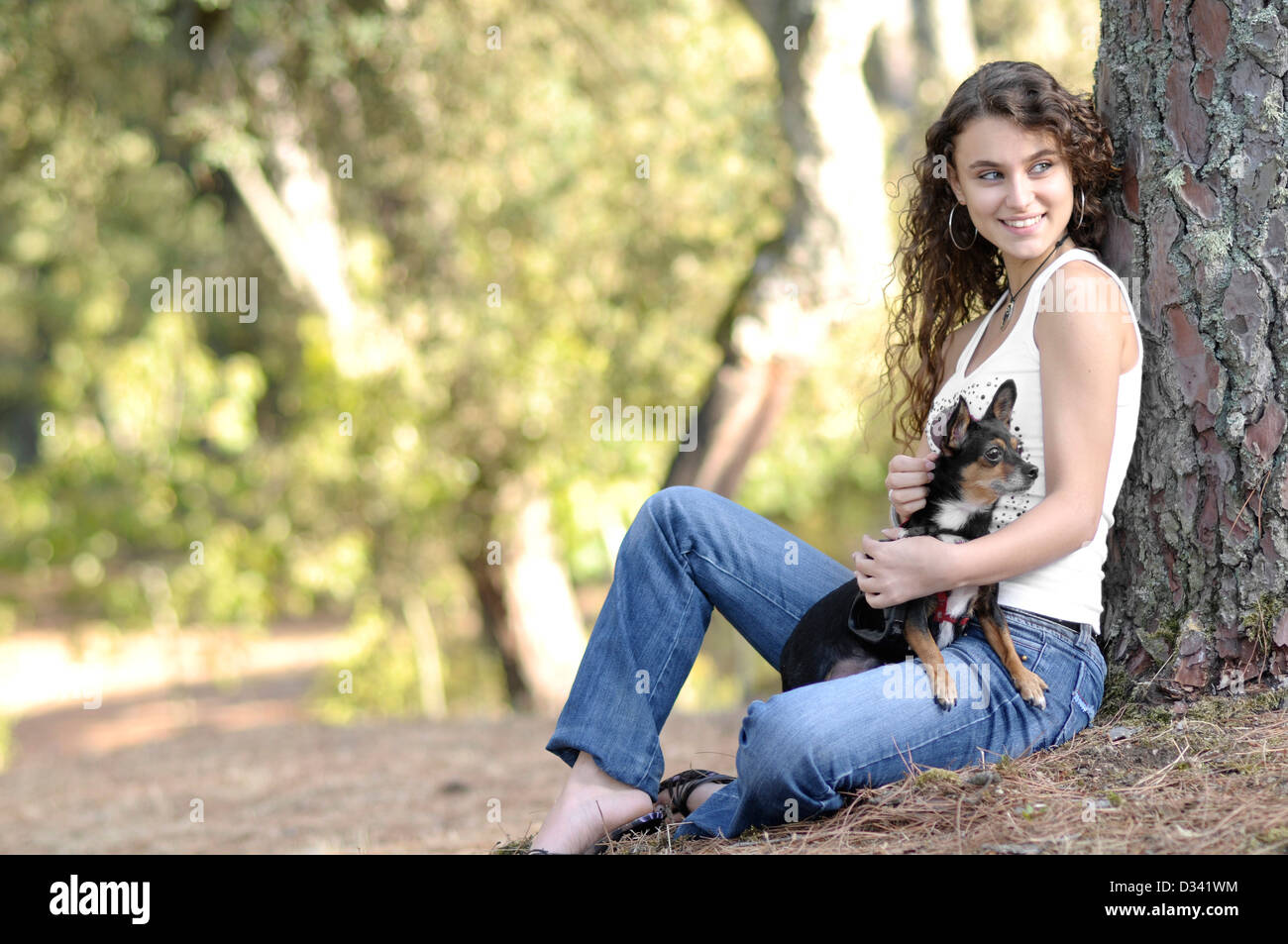 Woman and her pet dog Stock Photo - Alamy