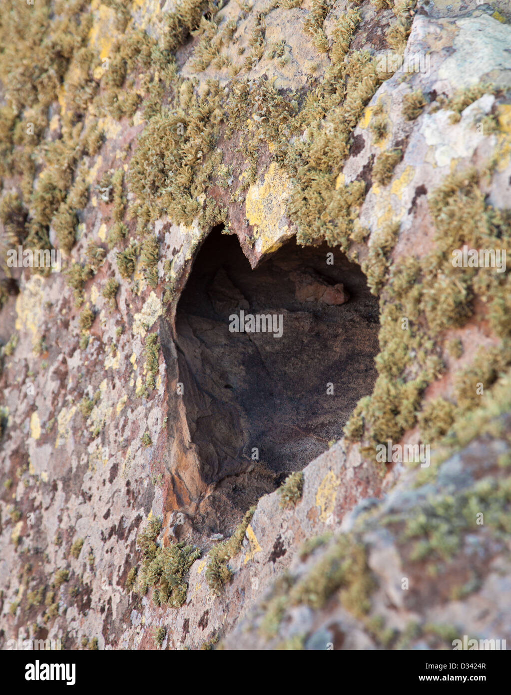 Fuerteventura, Tindaya, "heart of the mountain" hole in the steep slope ...