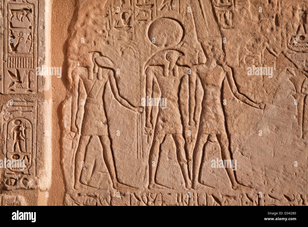 Carving of Horus near the entrance to the Great Temple at Abu Simbel ...