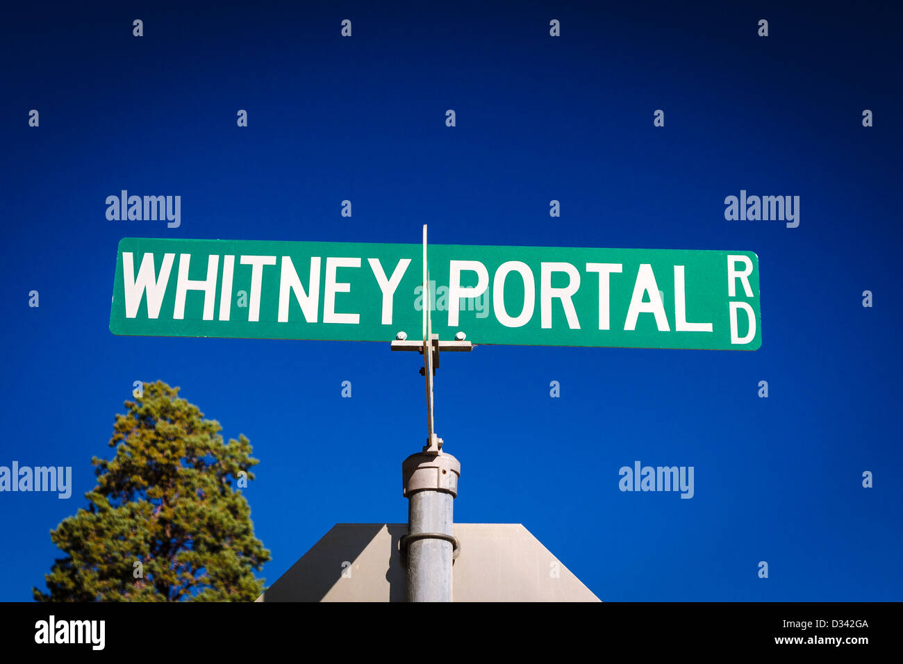 Whitney Portal road sign, Lone Pine, California USA Stock Photo - Alamy