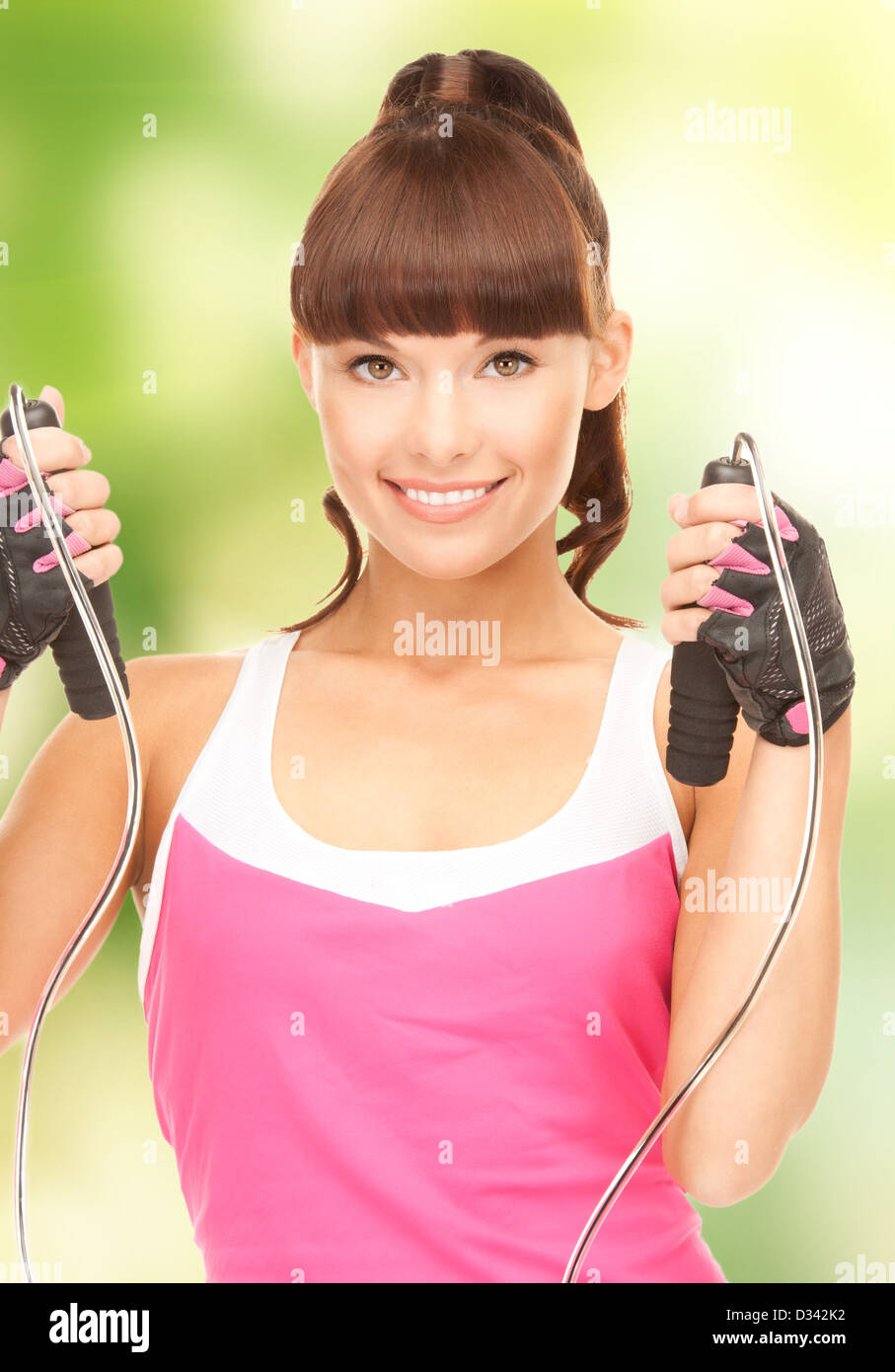 fitness instructor with jump rope Stock Photo - Alamy
