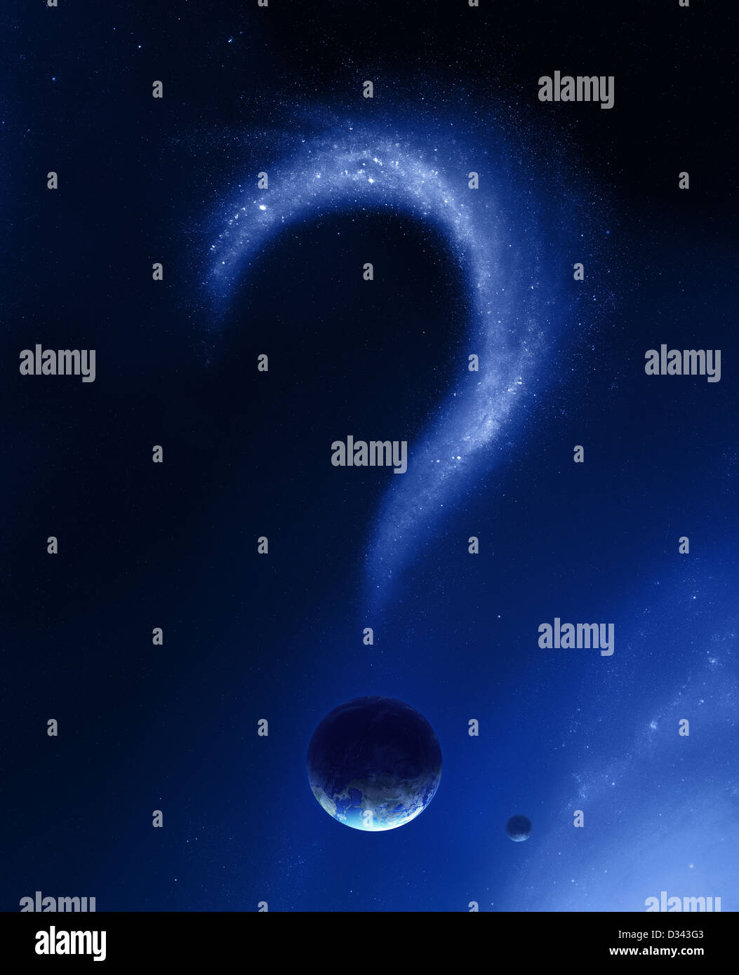 Earth and question mark from stars - Conceptual (Elements of this image ...