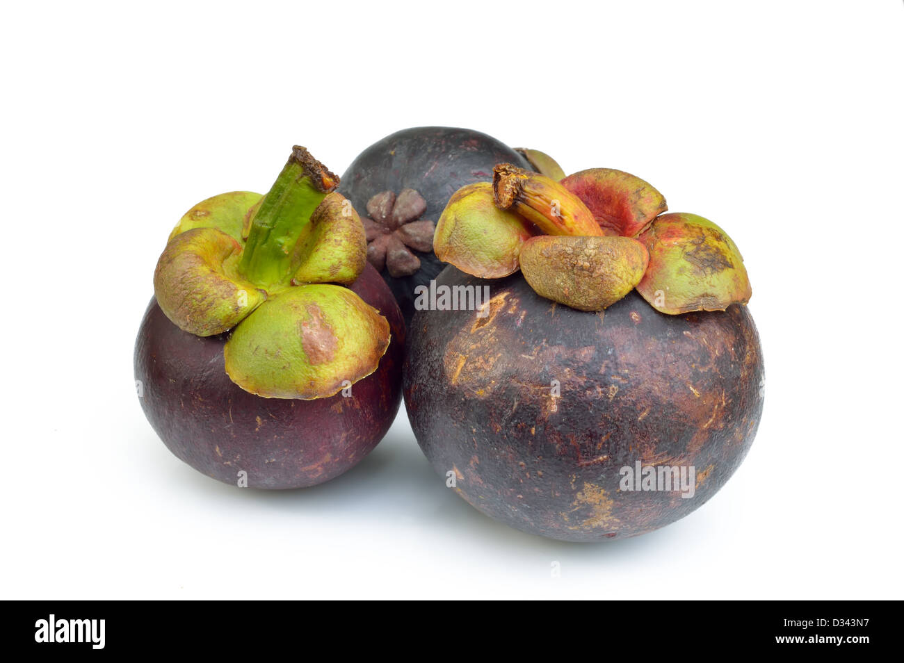 Purple mangosteen on a white background close-up Stock Photo - Alamy