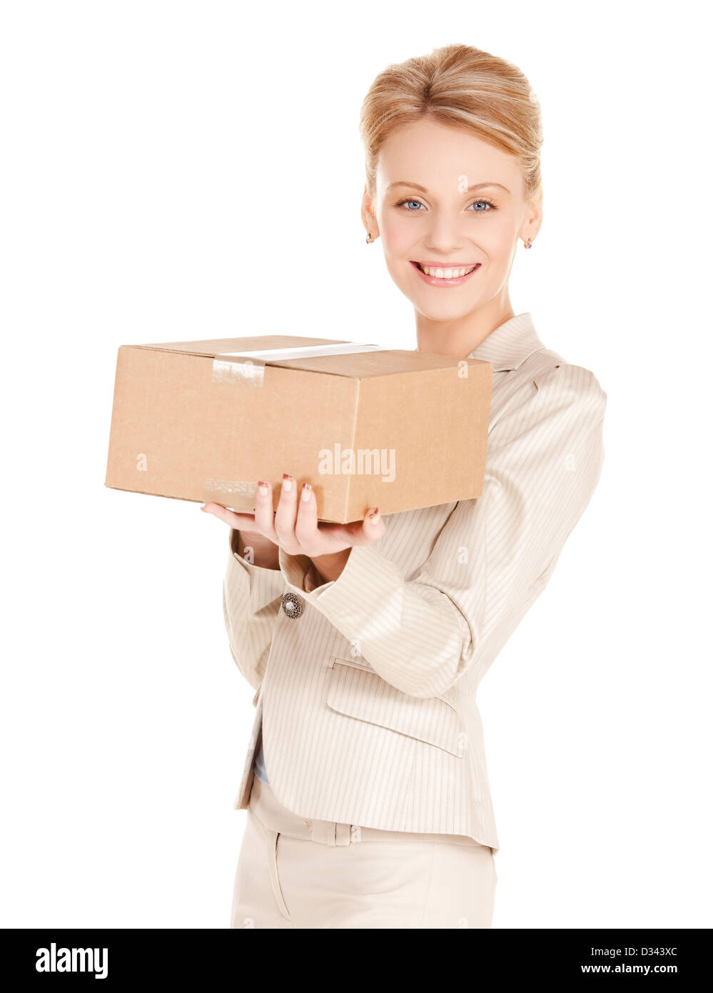 woman with cardboard box Stock Photo - Alamy
