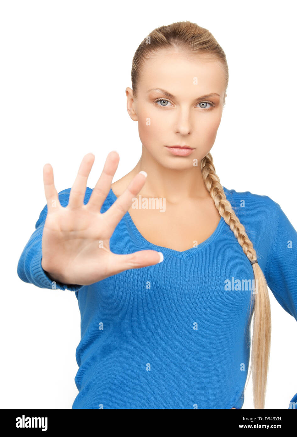 woman making stop gesture Stock Photo - Alamy