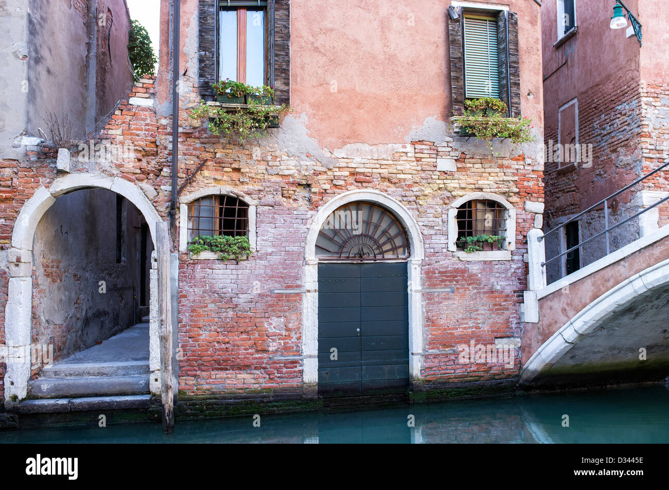 Faded and Unrestored Canal Front Buildings in Venice Italy Stock Photo ...