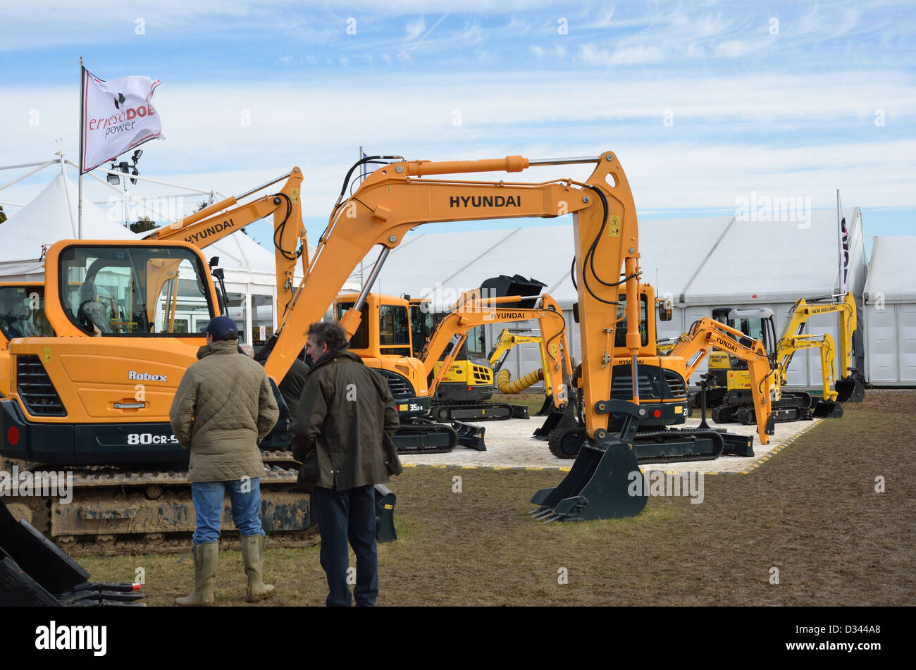 Hyundai mechanical earth diggers at doe Exhibition Stock Photo - Alamy