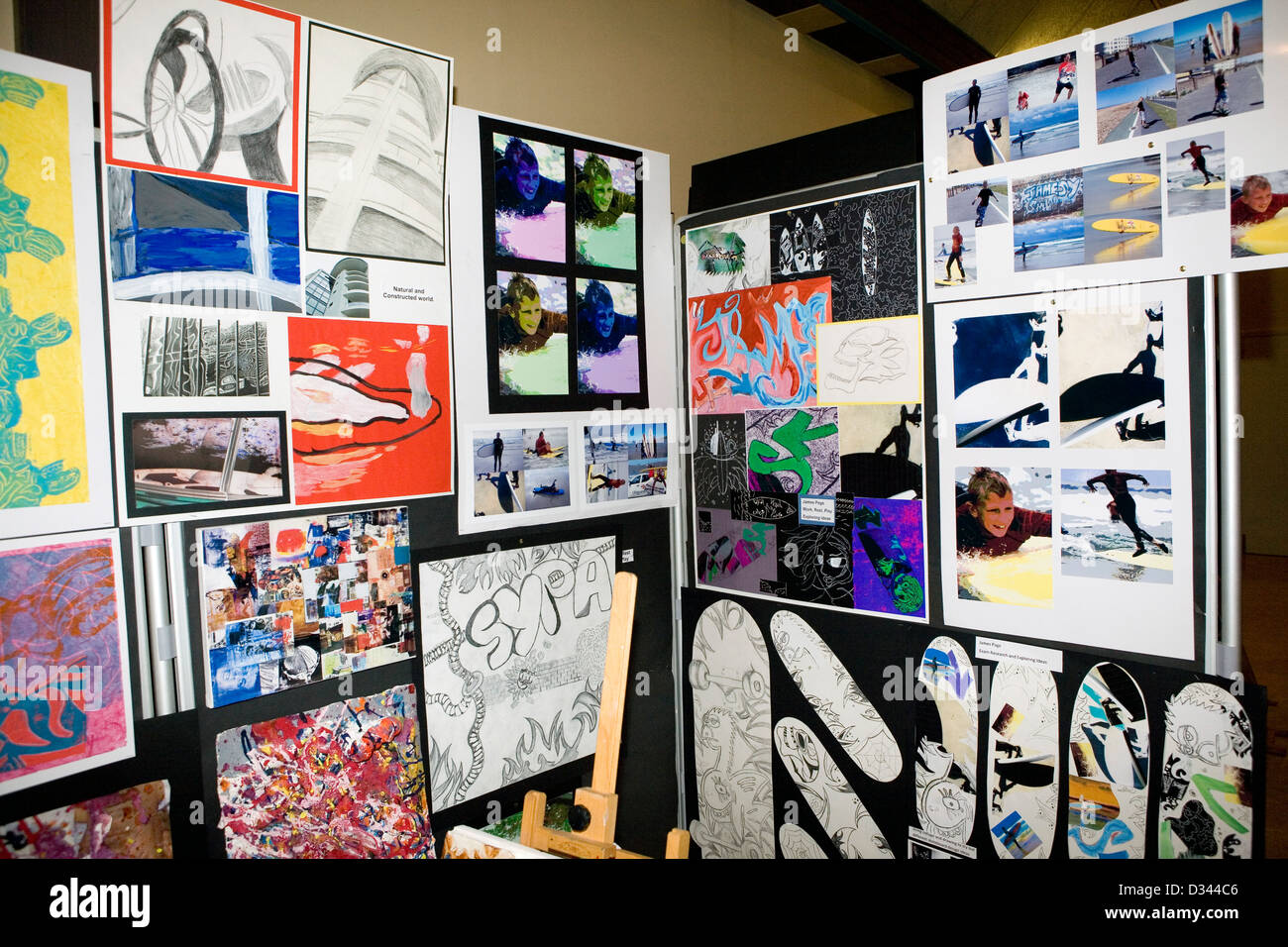 A selection of art work on display at a school Stock Photo - Alamy