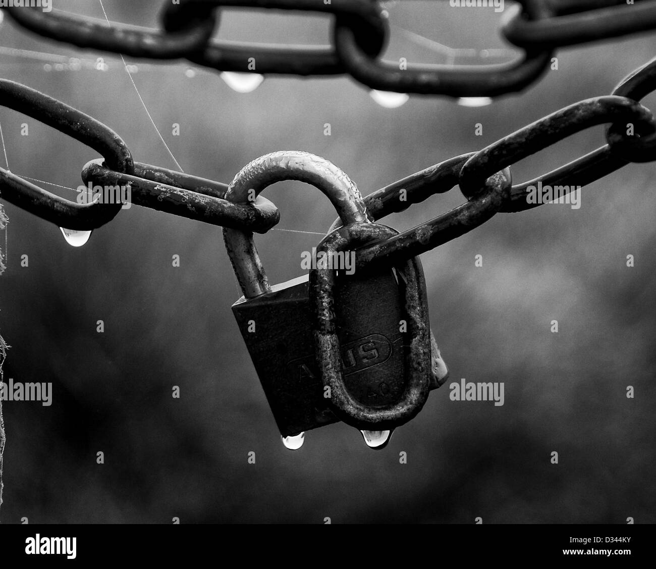 Padlock with chain Black and White Stock Photos & Images - Alamy