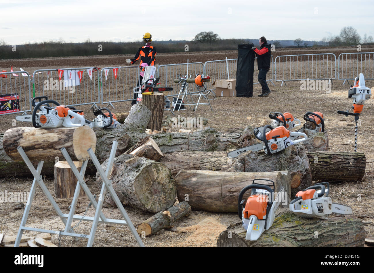 Chain saw display Stock Photo - Alamy