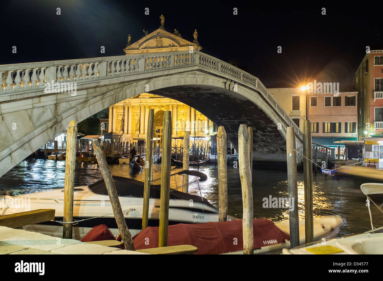 Ponte Scalzi Bridge over the Grand Canal Venice at Night Stock Photo ...