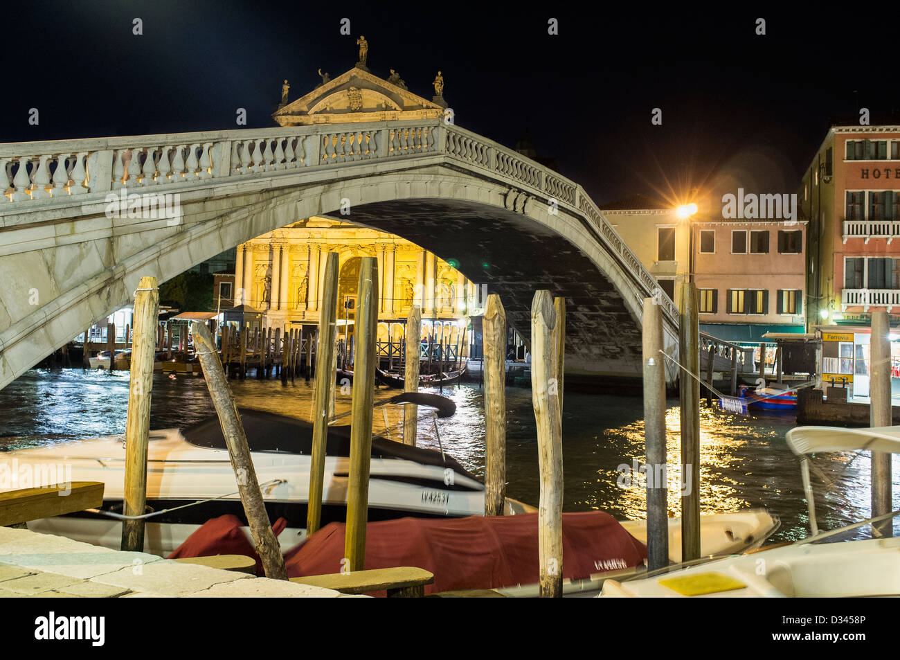 Ponte Scalzi Bridge over the Grand Canal Venice at Night Stock Photo ...