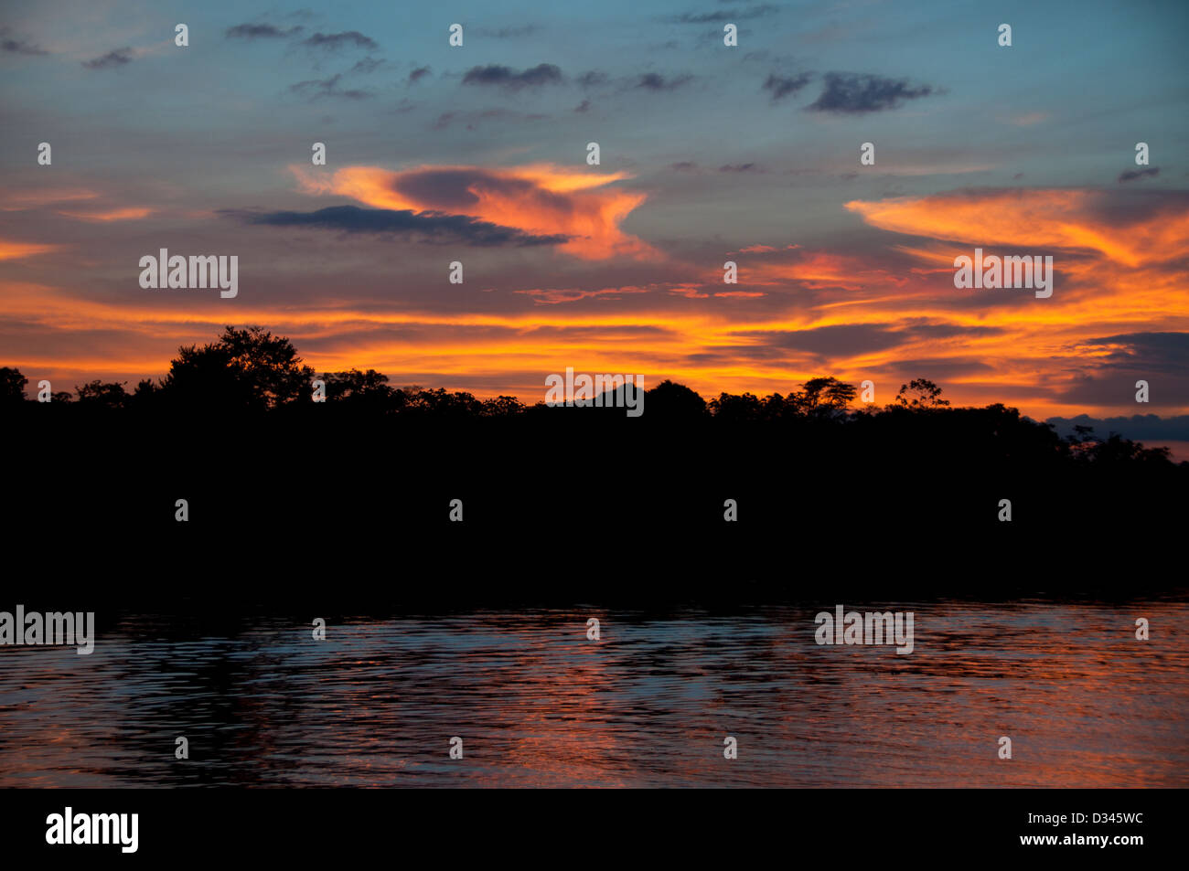 Sunset on the Amazon River, Pevas, Peru Stock Photo - Alamy