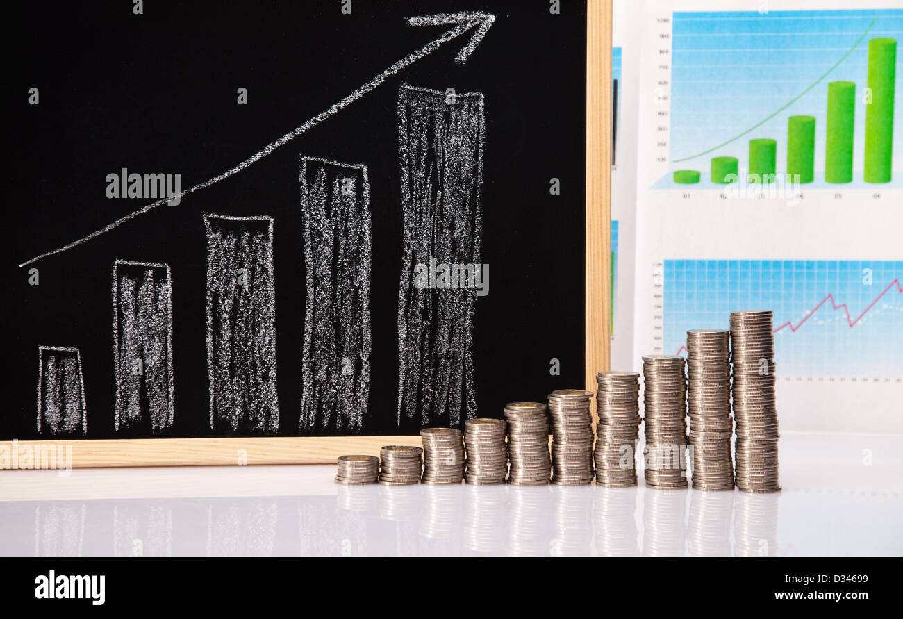 Financial success concept, Coins diagram Stock Photo - Alamy