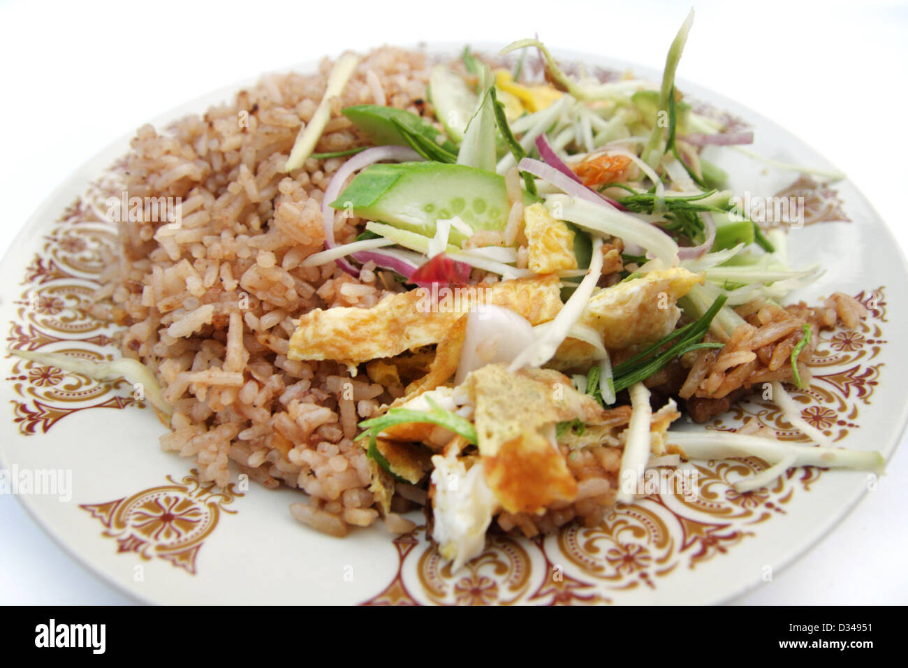 Thai food , Khao Kluk Kapi , Shrimp Paste Rice and Various Toppings ...