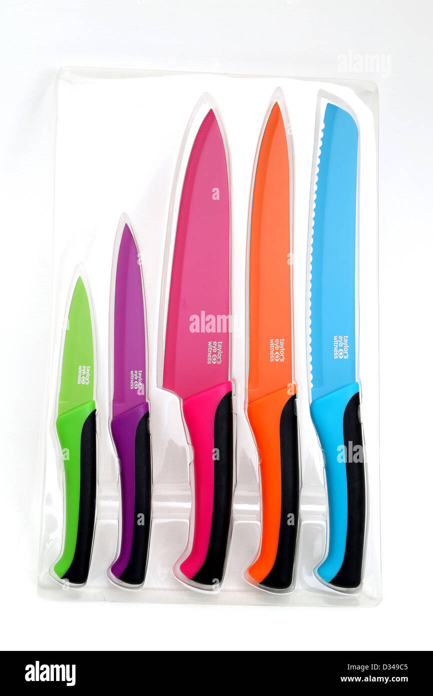 A Set Of Colourful Knives Stock Photo - Alamy