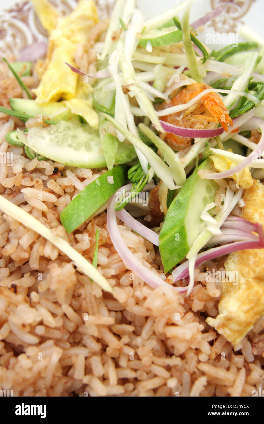 Thai food , Khao Kluk Kapi , Shrimp Paste Rice and Various Toppings ...