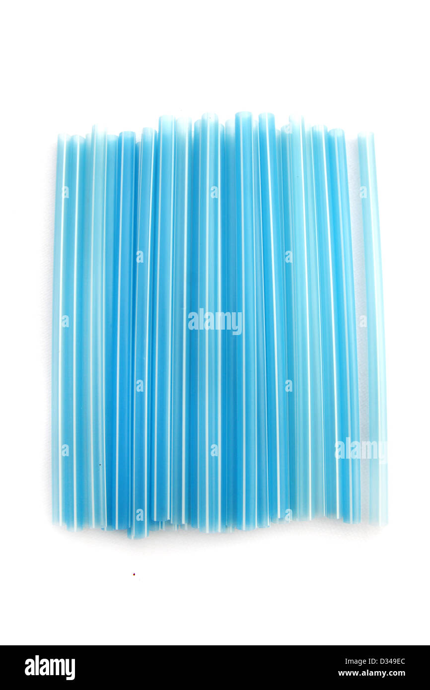 Blue plastic straws Stock Photo - Alamy