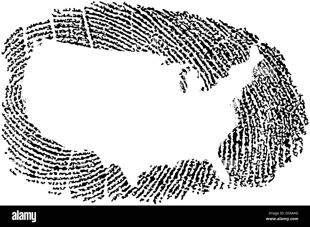 United States Map within a Fingerprint Stock Photo - Alamy