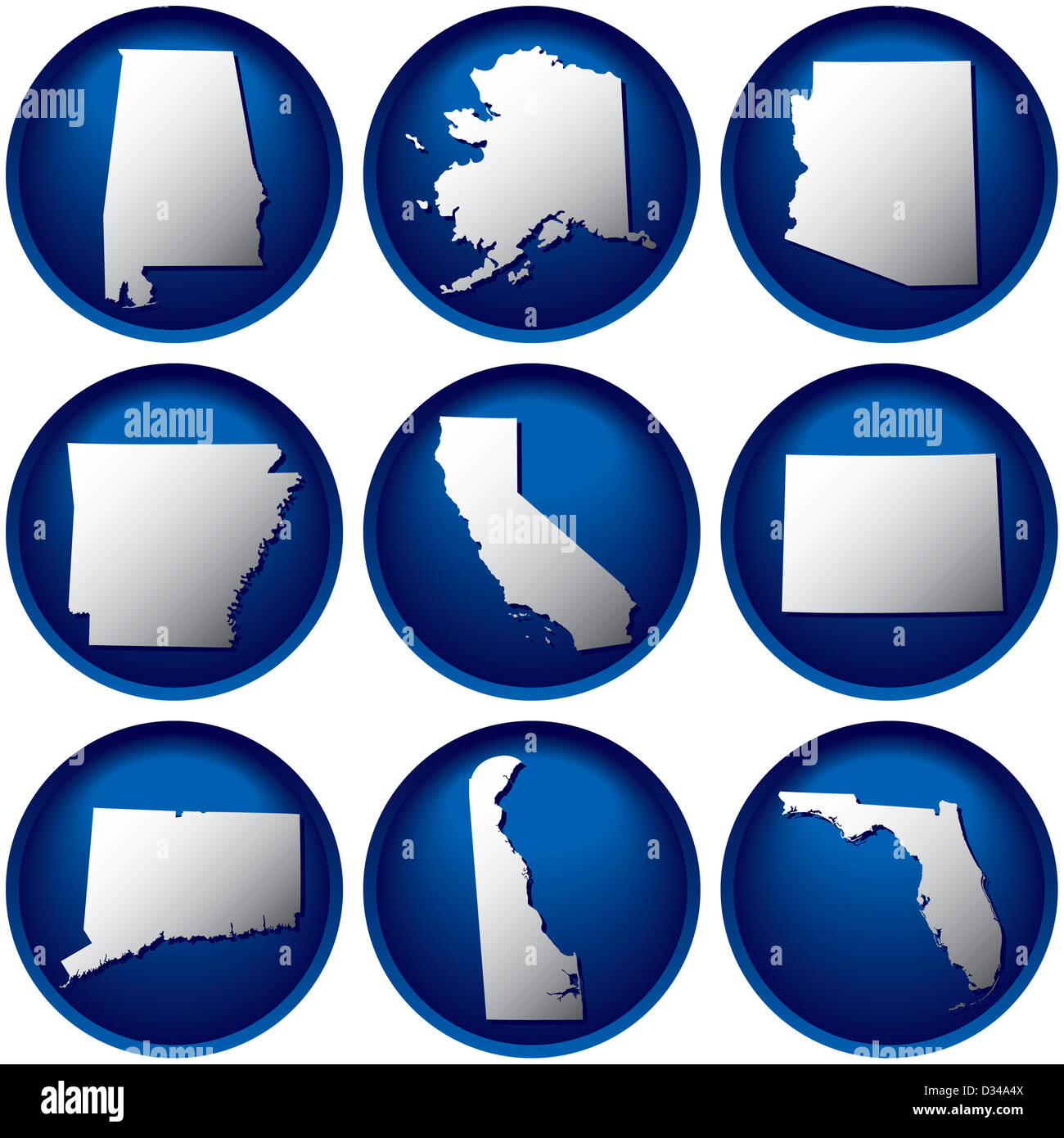 Nine United States Buttons Stock Photo - Alamy