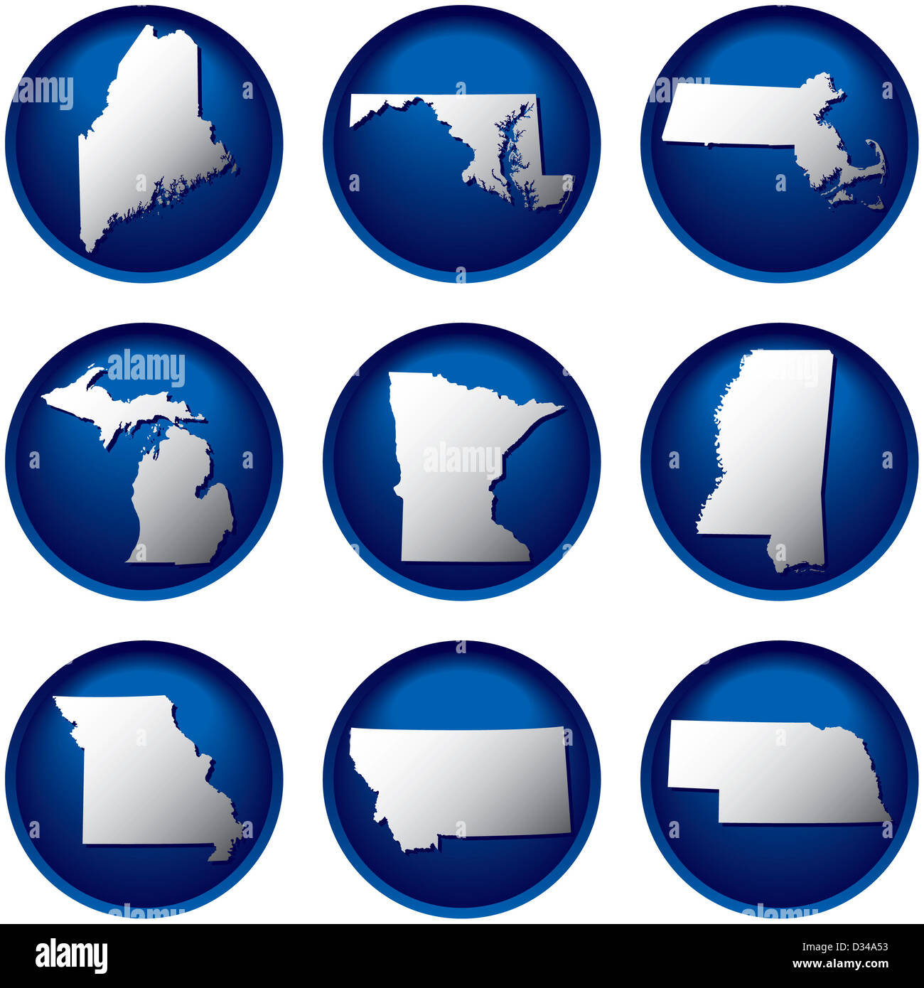 Nine United States Buttons Stock Photo - Alamy