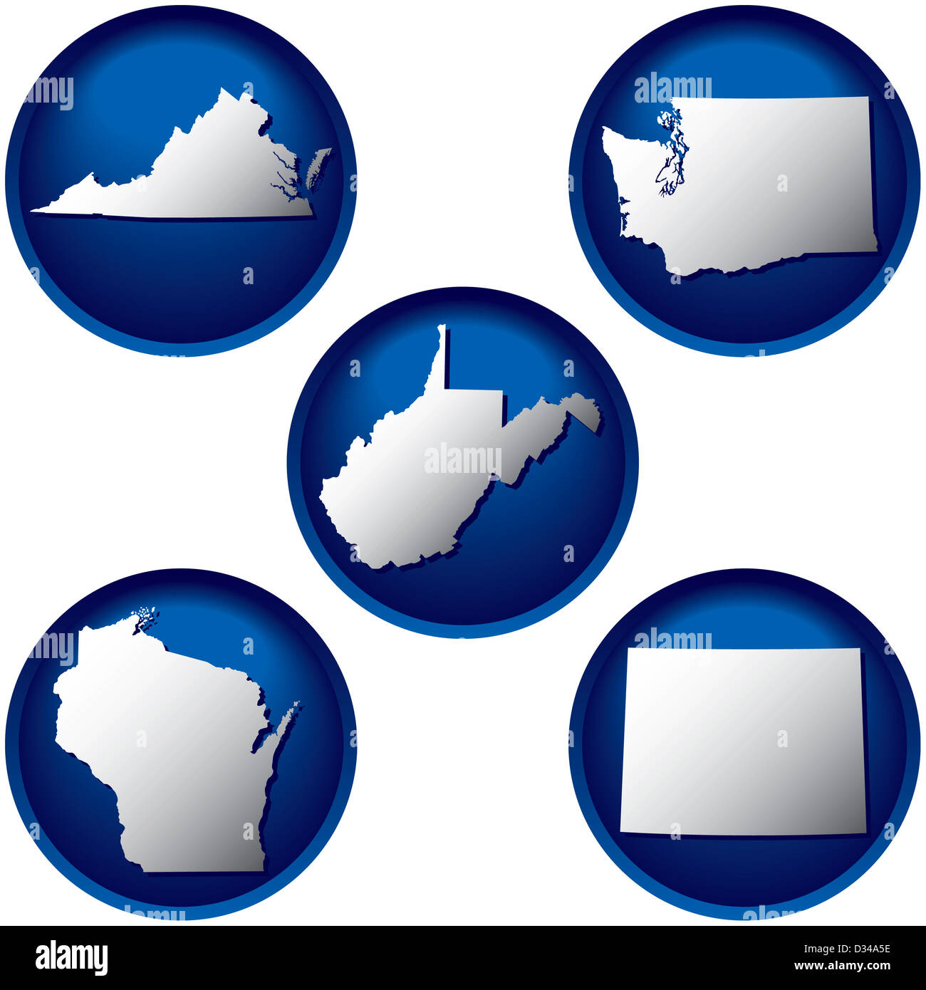 Five United States Buttons Stock Photo - Alamy