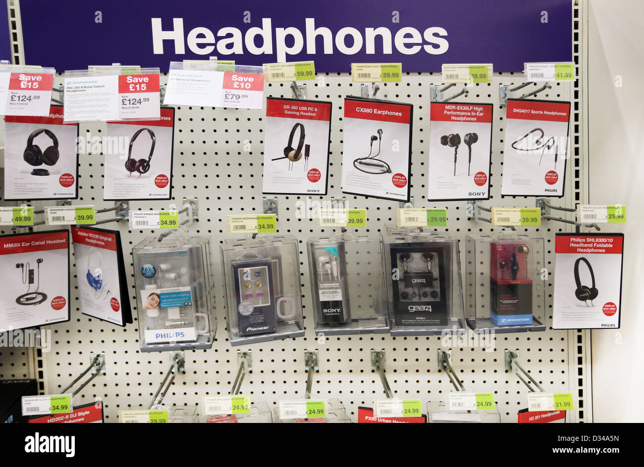 Headphones On Sale In Shop Stock Photo - Alamy
