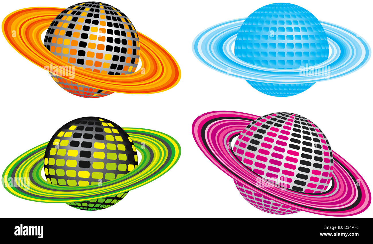 Four Disco Planets Stock Photo - Alamy