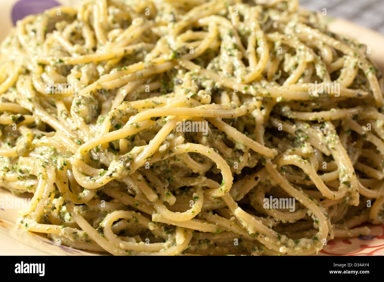 Peruvian Pasta with Green Sauce - tallarines verdes Stock Photo - Alamy