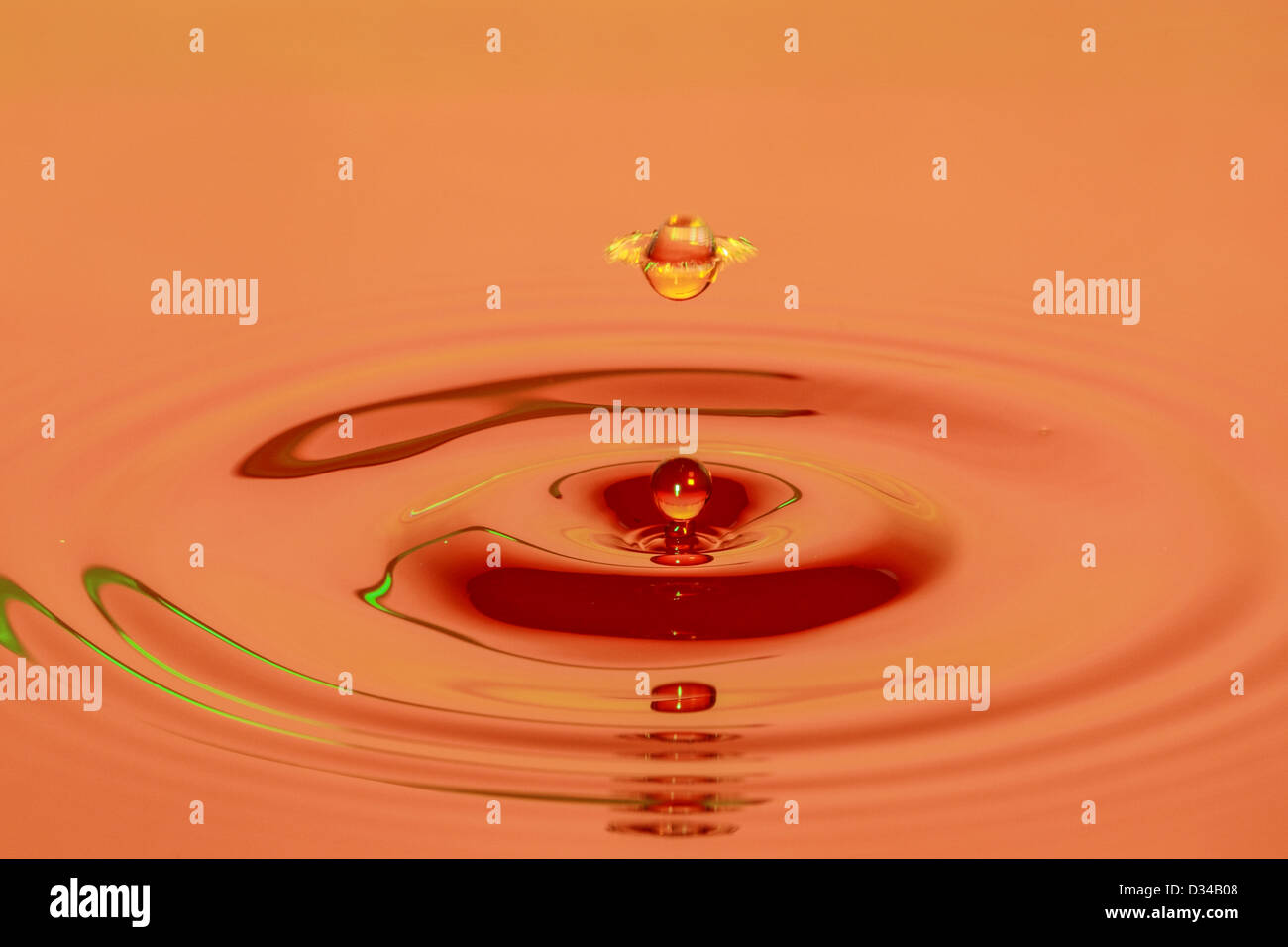 Study of a water drop falling into coloured water and the motion being ...