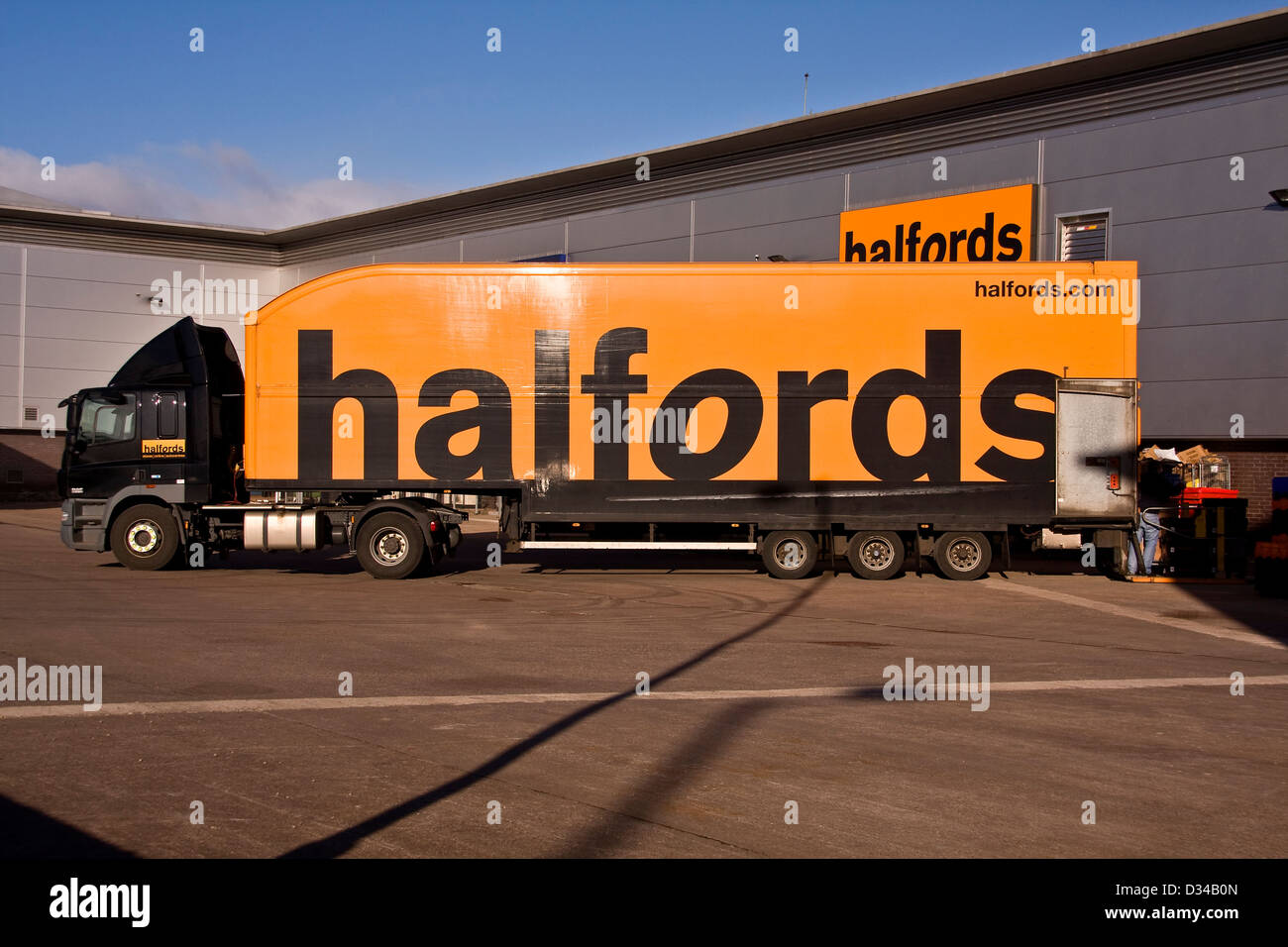 Halfords Lorry parked at the back of their store beside the loading bay ...