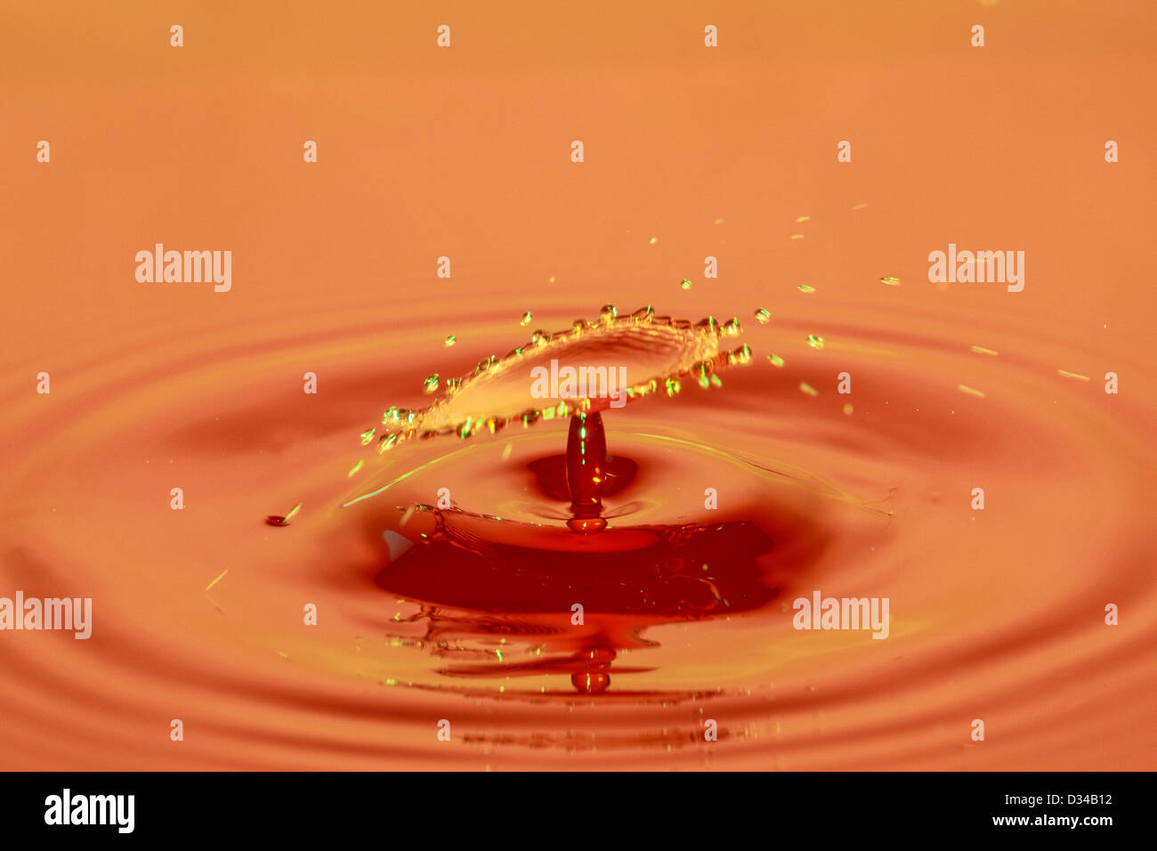 Study of a water drop falling into coloured water and the motion being ...
