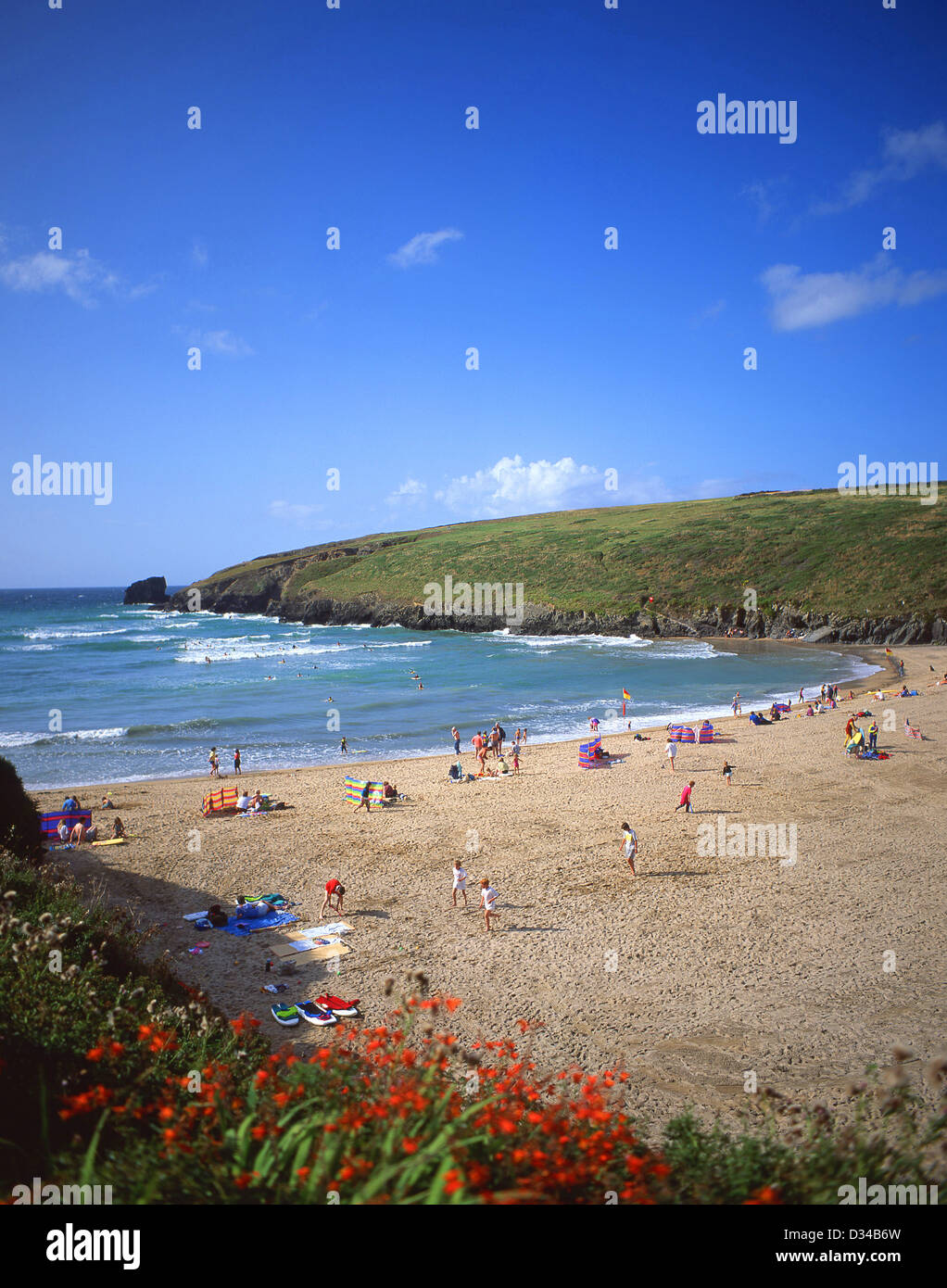 Beach view, Porthcothan Bay, Cornwall, England, United Kingdom Stock ...