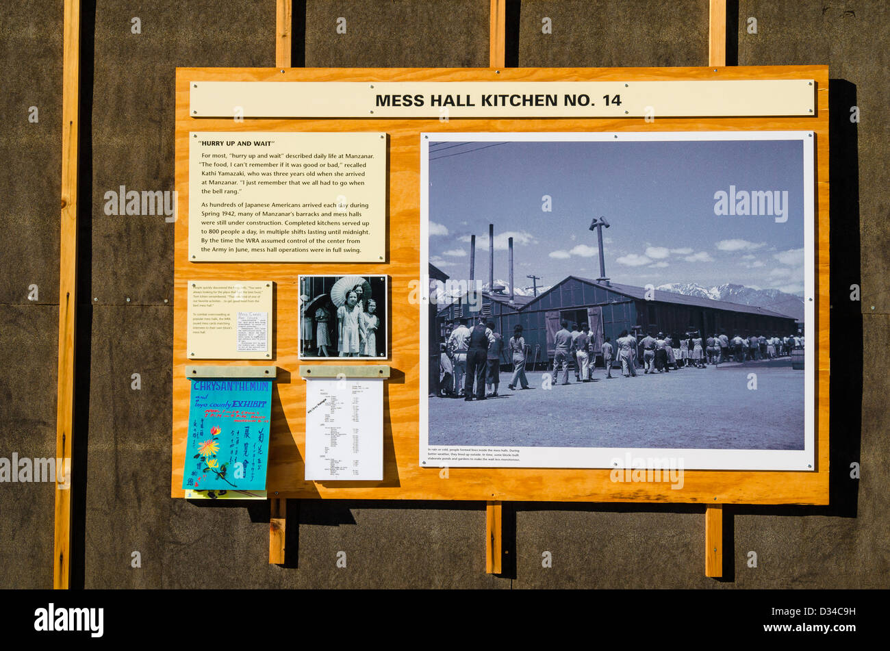 Mess hall interpretive sign at Manzanar National Historic Site, Lone ...