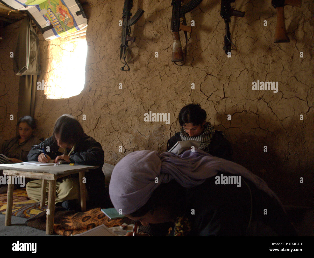Guerrilla female combatants of the PKK (Kurdish Workers Party) in the ...