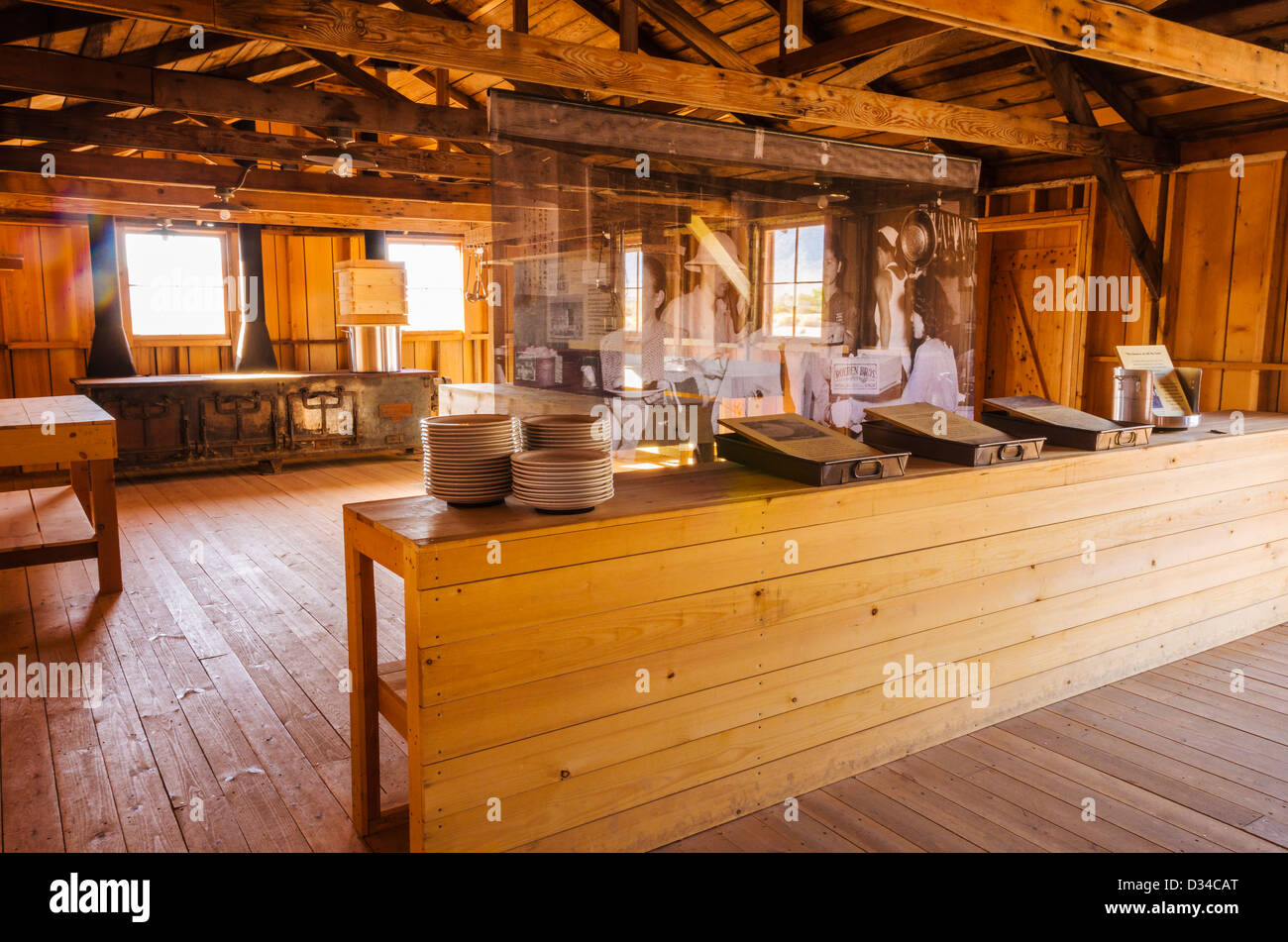 Mess hall interior at Manzanar National Historic Site, Lone Pine ...