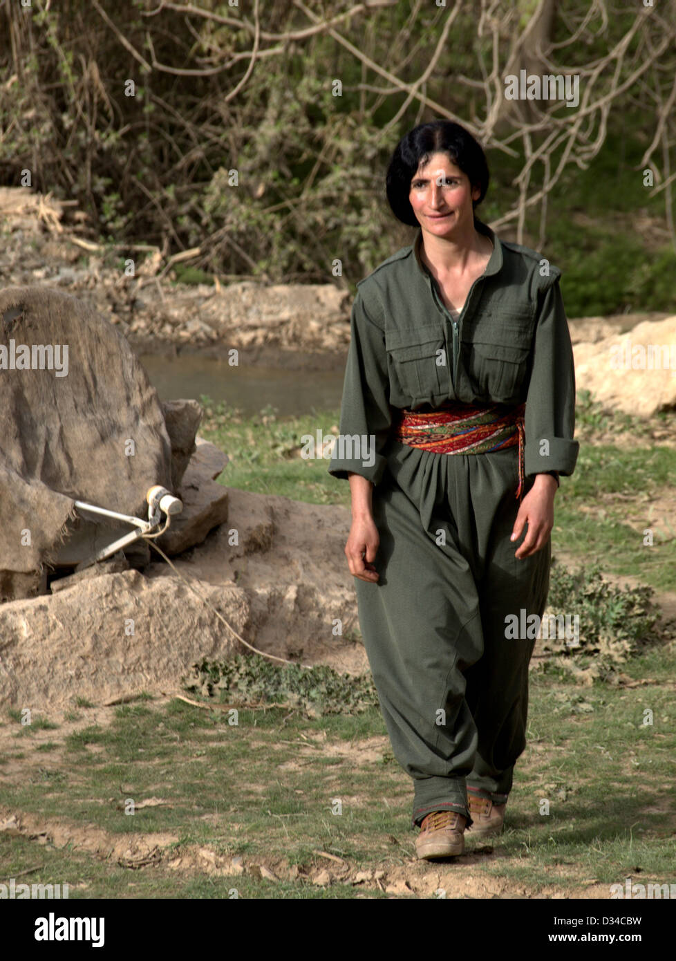 Guerrilla female combatant of the PKK (Kurdish Workers Party) in the ...