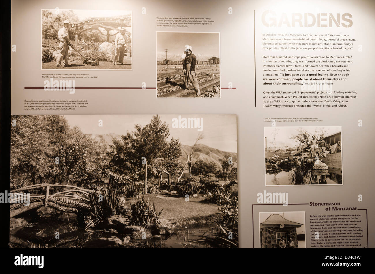 Visitor center display at Manzanar National Historic Site, Lone Pine ...