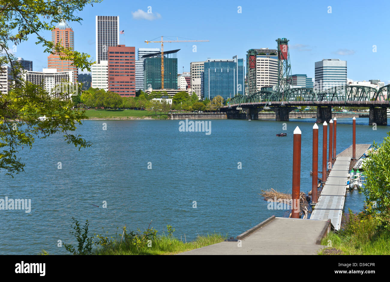 Steel bridge skyline portland oregon hi-res stock photography and ...