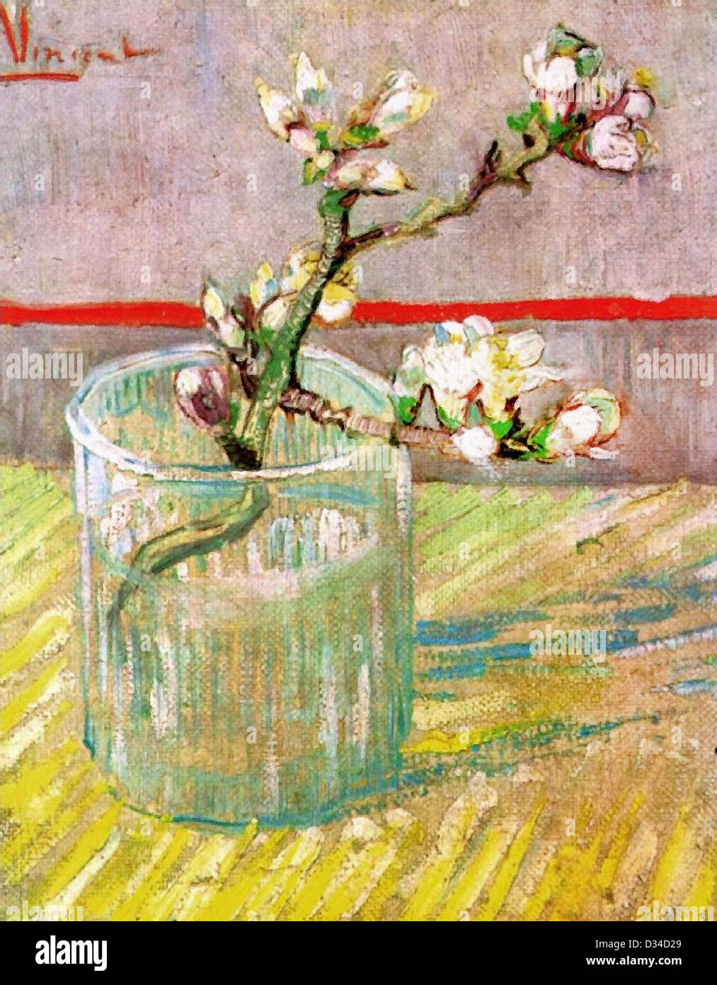 Vincent van Gogh: Blossoming Almond Branch in a Glass. 1888. Oil on ...