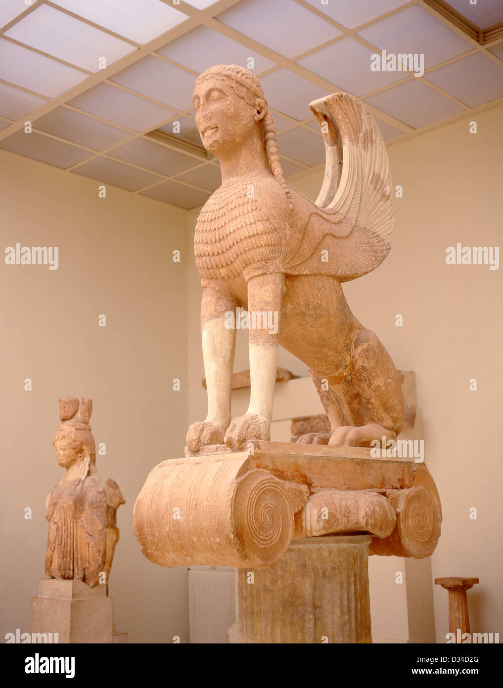 Ancient Greek sphinx (570BC) in Delphi Archaeological Museum, Delphi ...