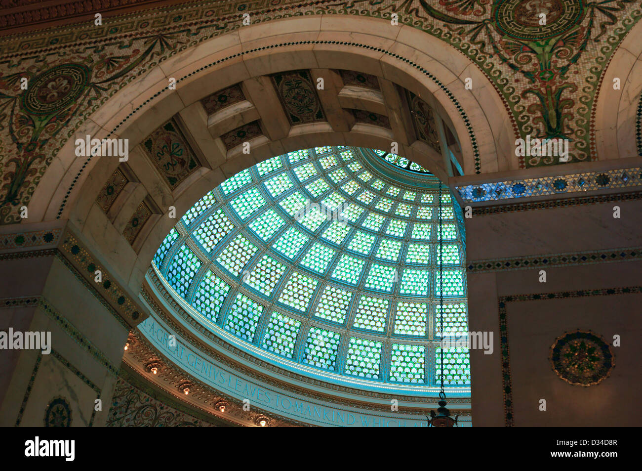 Tiffany Dome in the Preston Bradley Hall, Chicago Cultural Center Stock ...