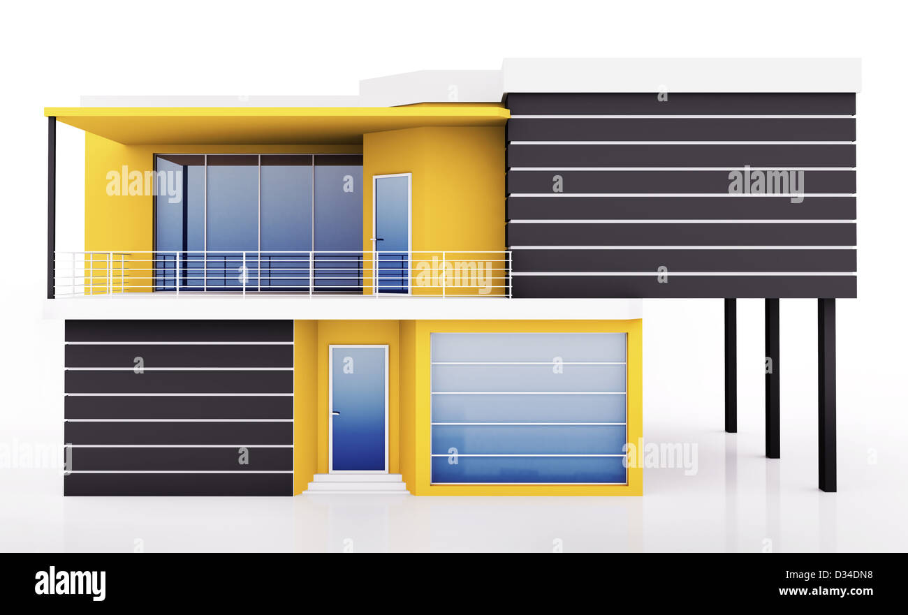 Exterior of modern yellow black private house Stock Photo - Alamy