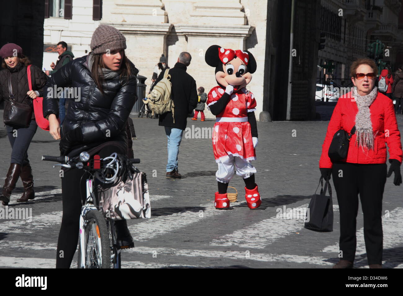 Rome, Italy. 8th February 2013. Minnie Mouse during Rome carnival week ...