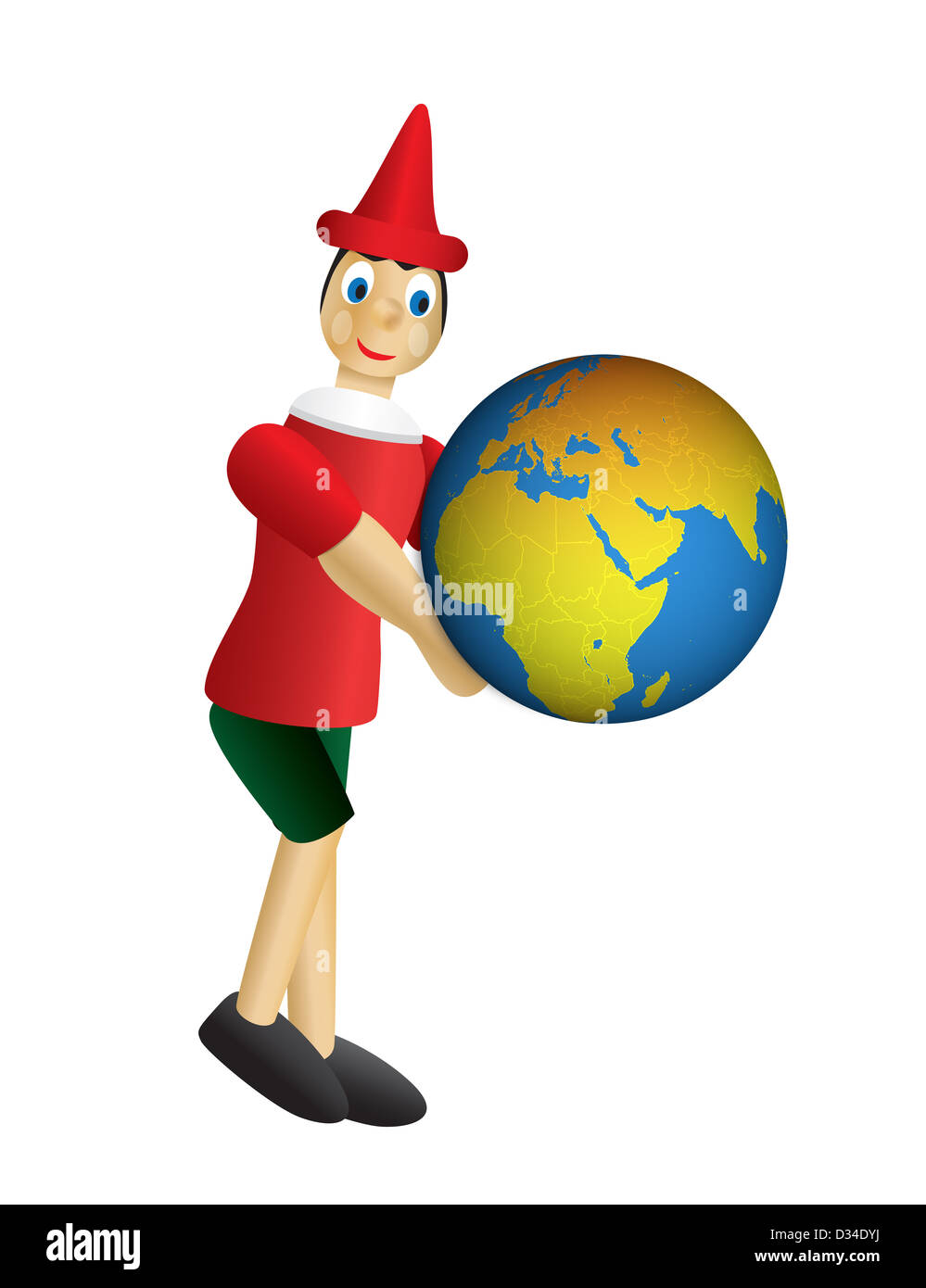 puppet pinocchio vector on white background Stock Photo - Alamy