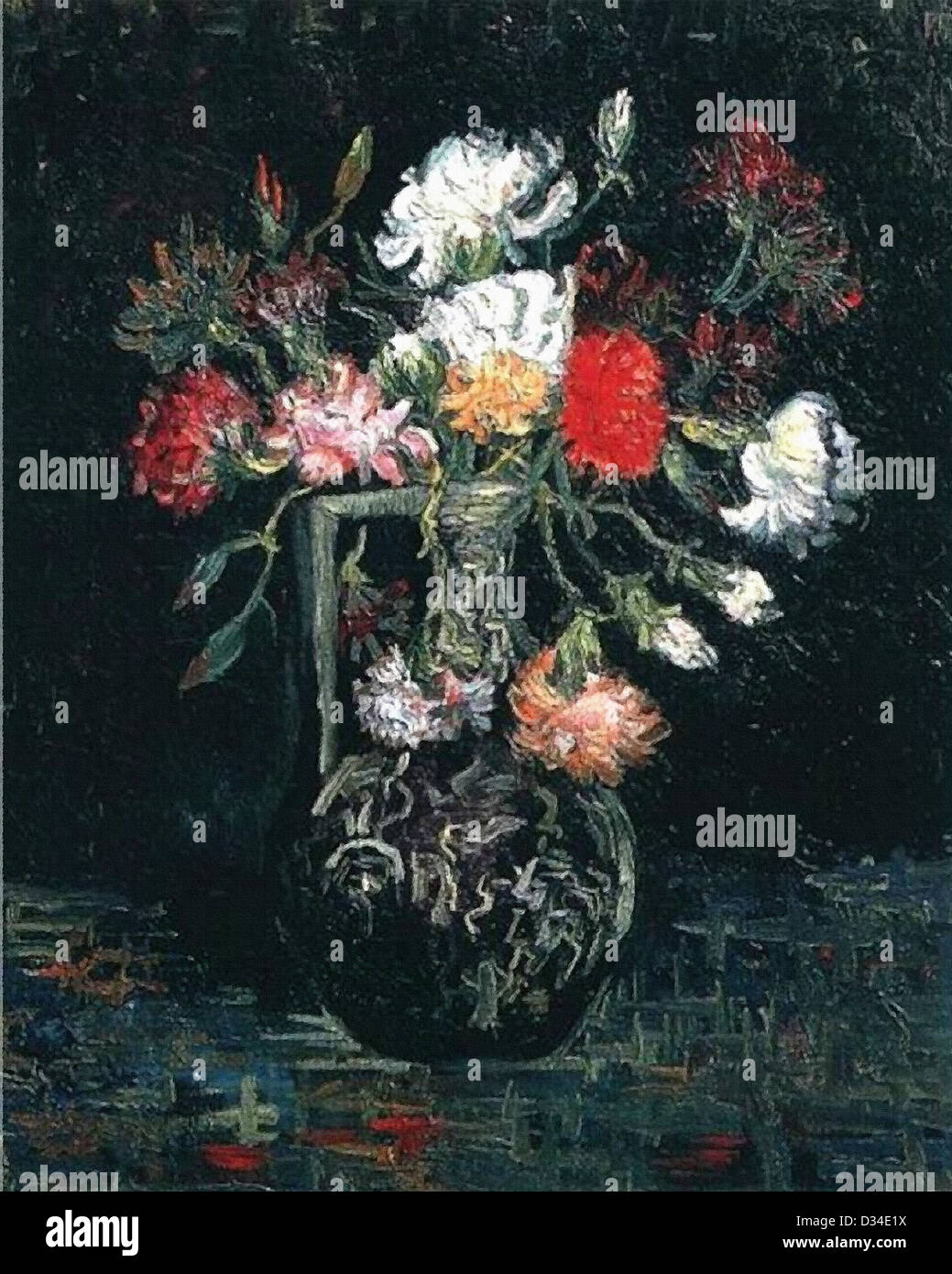 Vincent van Gogh: Vase with White and Red Carnations. 1887. Oil on ...