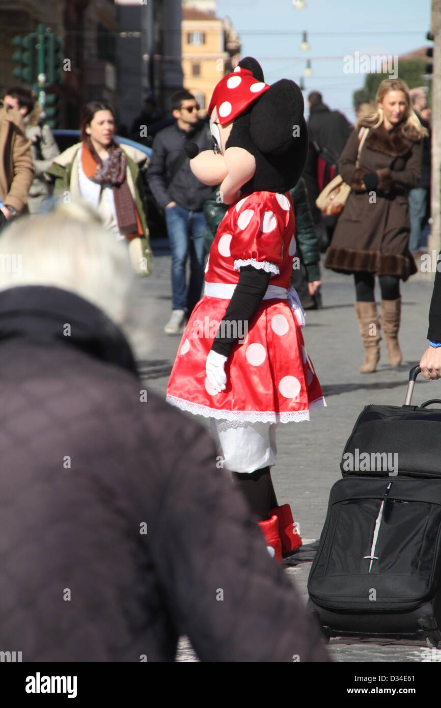 Rome, Italy. 8th February 2013. Minnie Mouse during Rome carnival week ...